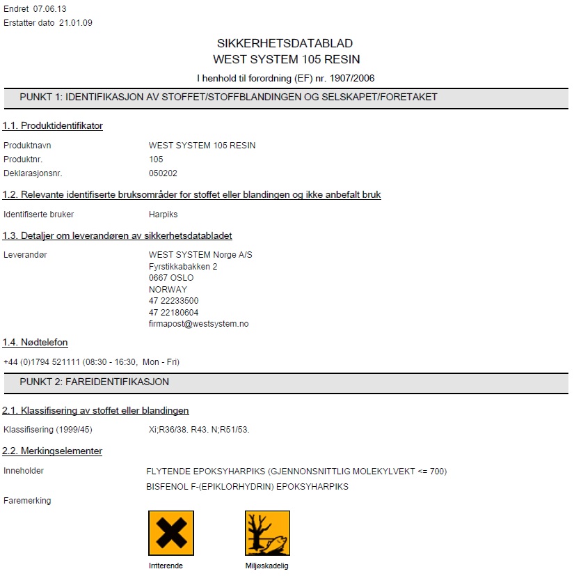 Datablader West System epoxyprodukter - West System